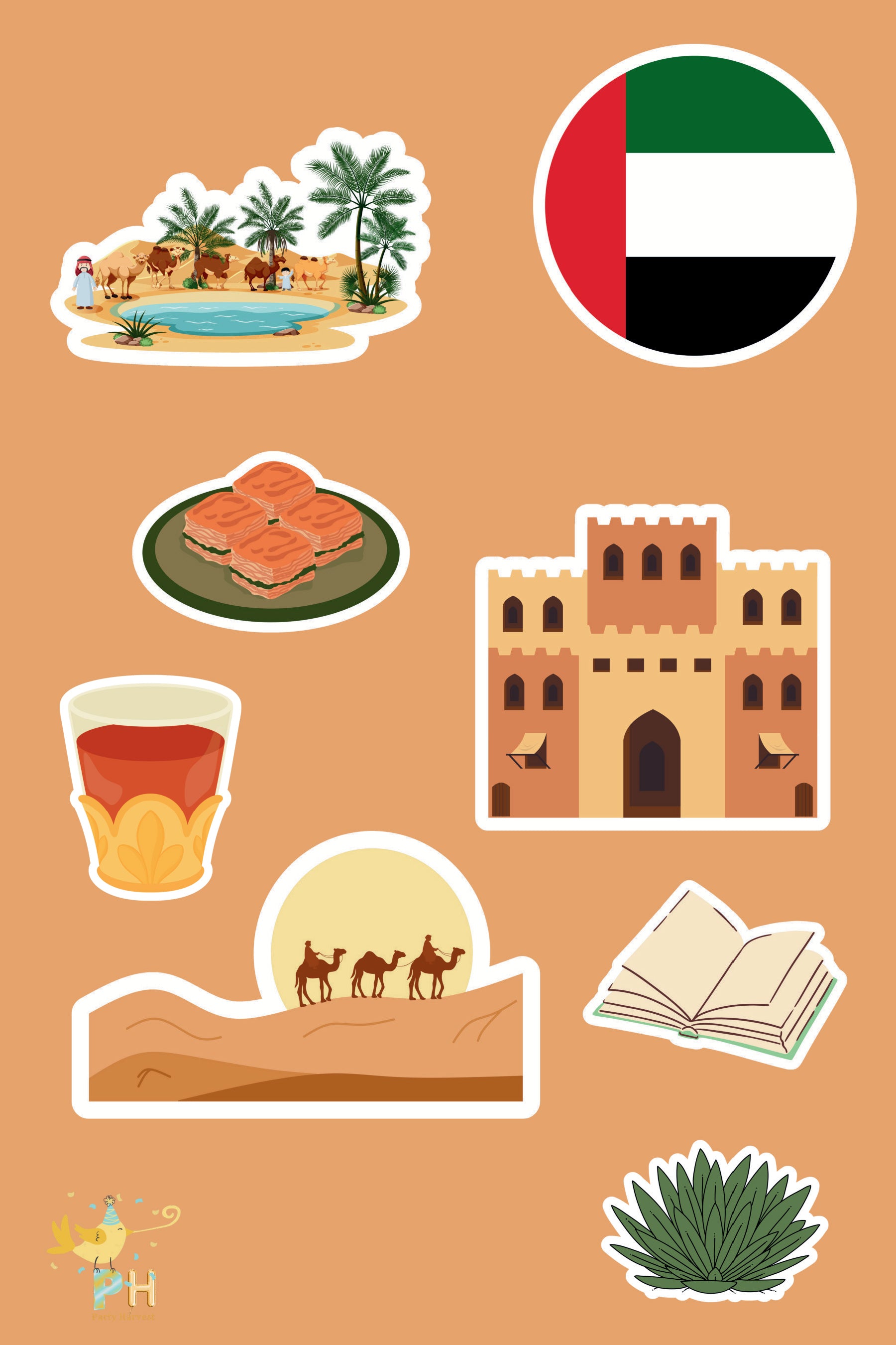 UAE 8pc Stickers – Party Harvest